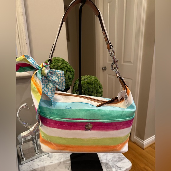 Coach | Bags | Coach Nwt Hampton Water Color Shoulder Bag With Twilly ...